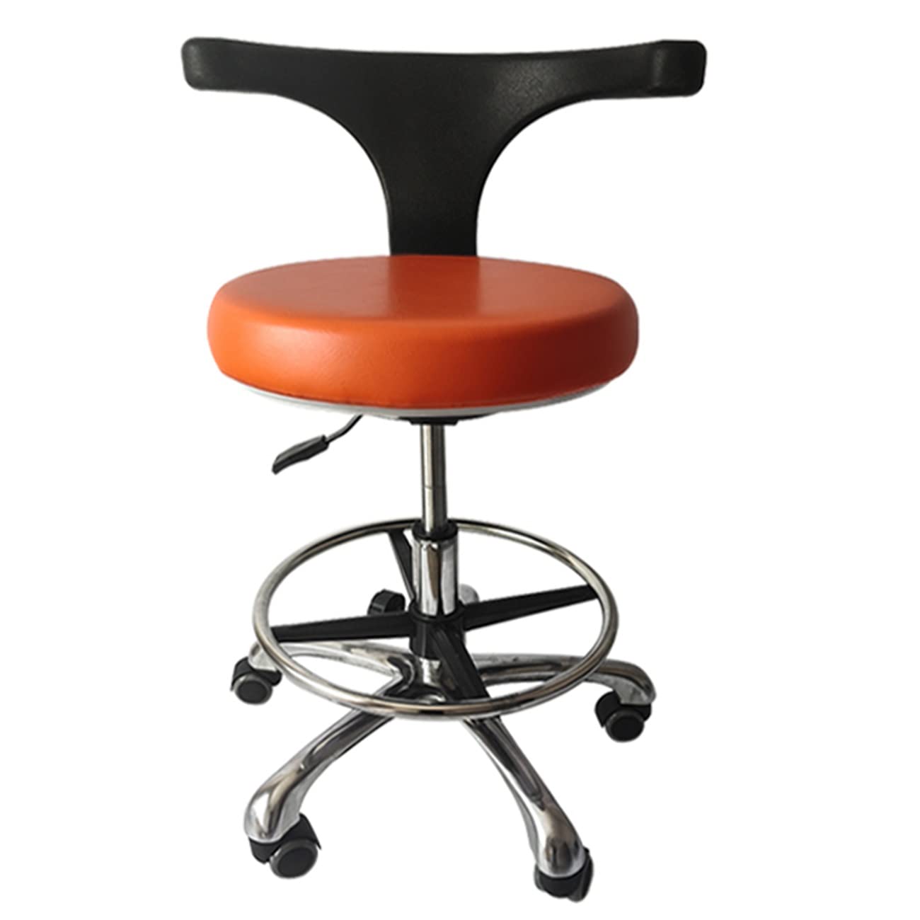 GUNEL Medical Dental Rolling Stool with Backrest, Ergonomic Dentist Chair Lab Seats Adjustable 360 Degree Swivel PU Leather Lift Chair Assistant Stool Chair (Color : Orange)