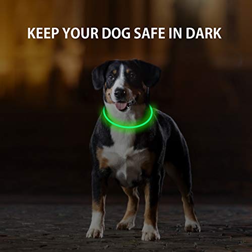 Novkin 2-Pack LED Dog Collar, Light Up Dog Collars,Rechargeable Dog Lights for Night Walking,Universal, Reusable Safety Necklace for Small Medium Large Dogs