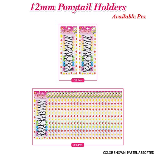 Beauty Town 28 Pcs 12mm Pastel Assorted Hair Ties with Balls Bubble Ponytail Holders for Kids Toddler Girls