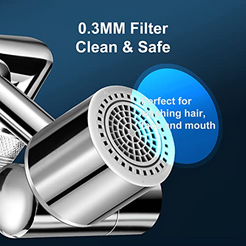 1440° Swivel Faucet Extender for Kitchen Bathroom Sink, 2 Modes Splash, Filter, Rotatable Angle Multifunctional Sprayer