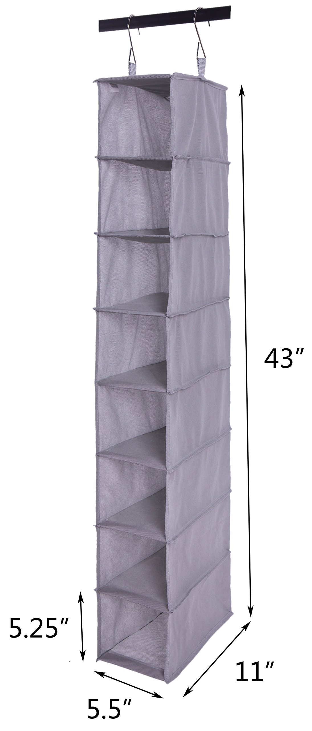 Amborido 8 Shelf Hanging Shoe Organizer for Closet Non Woven Fabric Gray