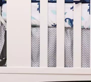 HUPO 4 PC Dinosaur Crib Bedding Sets for Baby Boys,Yellow/Navy Blue Nursery Crib Set Including Crib Skirt/Crib Quilt/2 Crib Sheet