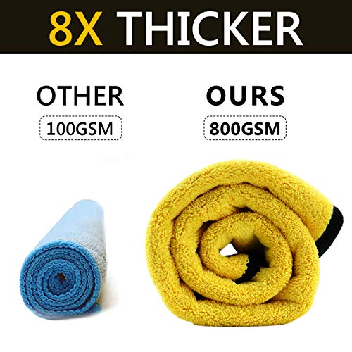 Dry Towel for Cars, (6PCS)Microfiber Extra Thick Cleaning Cloths,Car Drying Towel Scratch-Free Car Detailing Buffing Polishing Soft Super Absorbent Towel 800 GSM 12 in x24 in