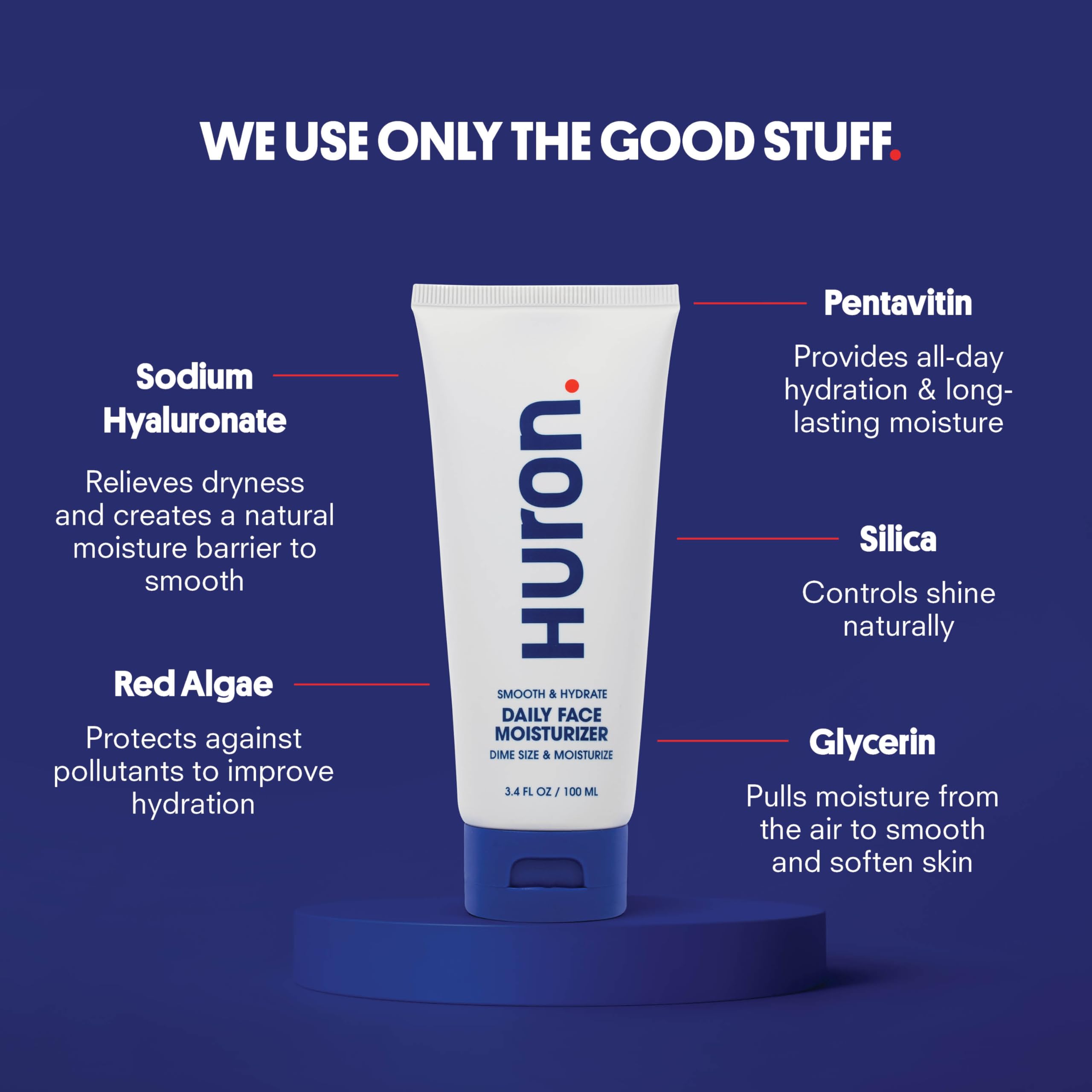 Huron Men’s Face Moisturizer – Lightweight, Soothing, Cooling Face Lotion for All-Day Lasting Hydration – Vegan, Phthalate Free, Sulfate Free, Paraben Free – 3.4 Fl Oz