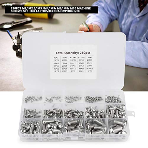 Screws Set, 250pcs High Hardness Socket Screw Bolt for Keyboard for DIY for Motherboard for Computer Hard Disk for Memory