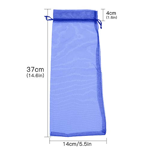 Bezall 20Pcs Organza Wine Gift Bags with Drawstrings, Mesh Wine Bottle Covers for Christmas, Wedding, Birthday, Wine Tasting, Housewarming (Royal Blue)