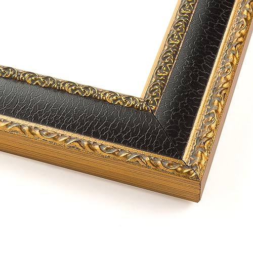 24x24 Frame Gold Real Wood Picture Frame Width 1.75 Inches | Interior Frame Depth 0.5 Inches | Millard Distressed Photo Frame Complete with UV Acrylic, Foam Board Backing & Hanging Hardware