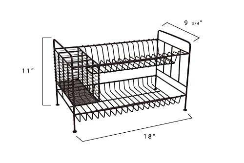 Creative Co-Op 2-Tier Metal Dish Rack with Utensil Compartment