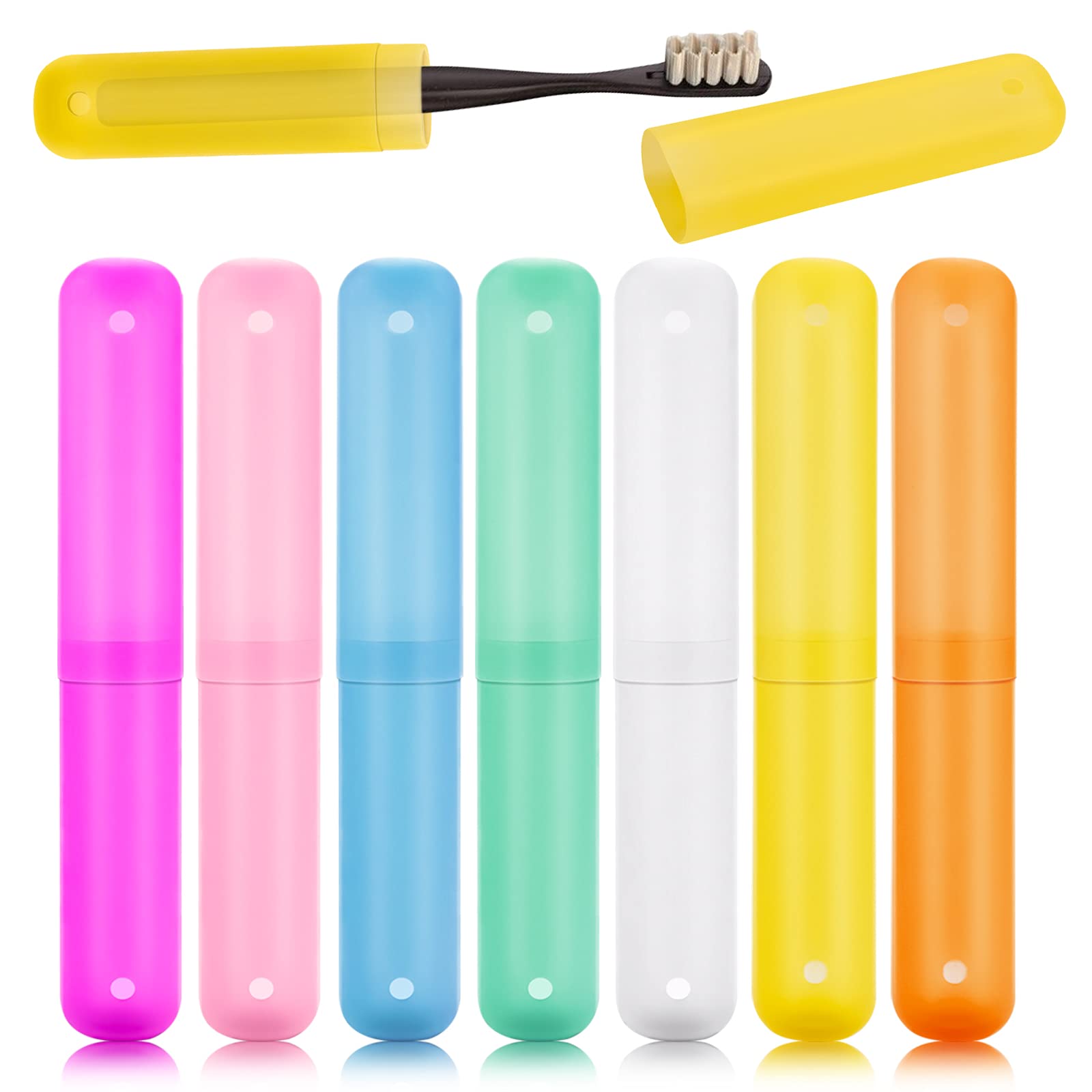 Oomcu Toothbrush Case Holder, Pack of 7, Multicolor Plastic, Portable Toothbrush Storage for Home and Outdoor