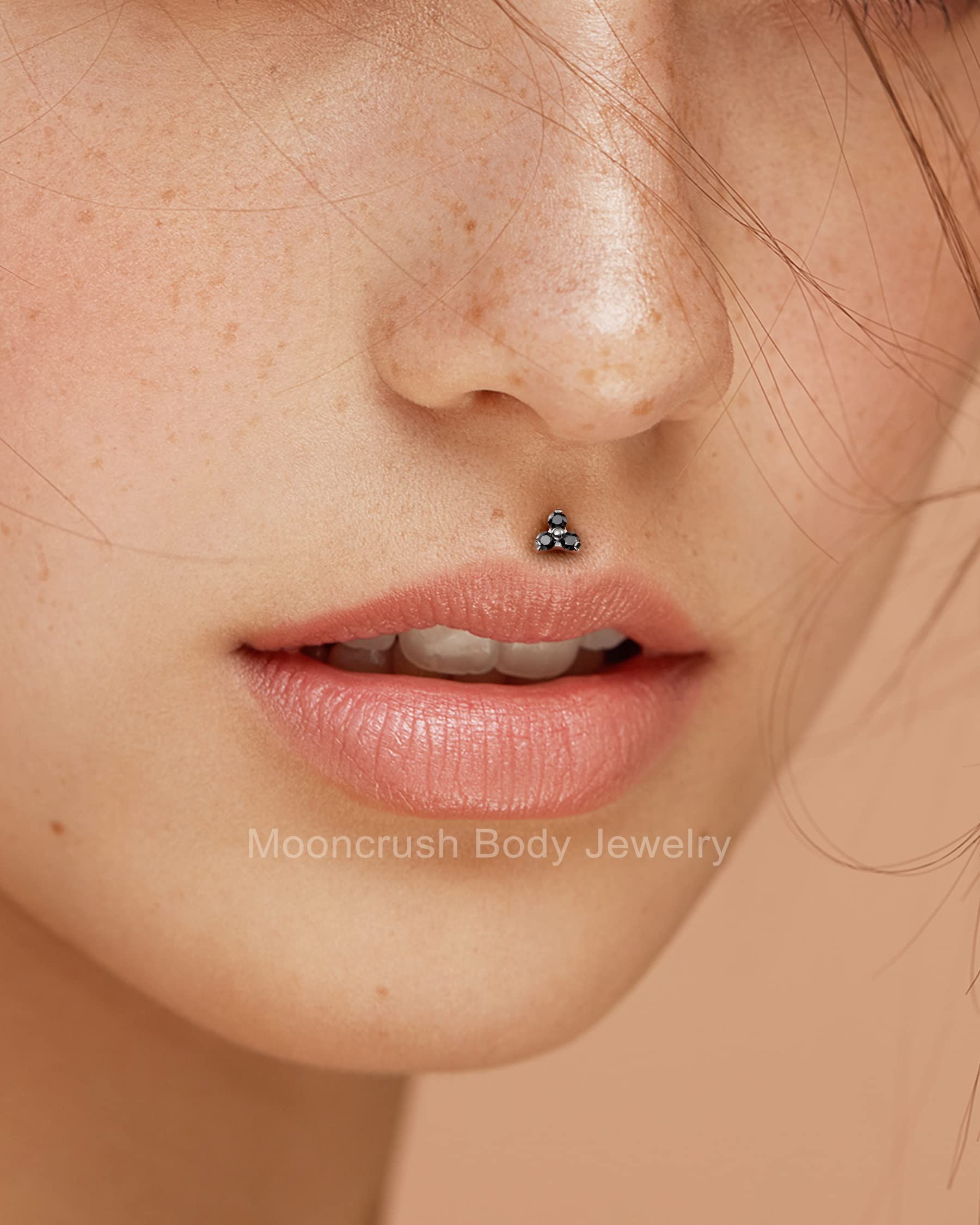 16G G23 Solid Titanium Cartilage Earring Stud Internally Threaded Labret Jewerly Stud Flat Black Medusa Piercing Jewerly Surgical Steel