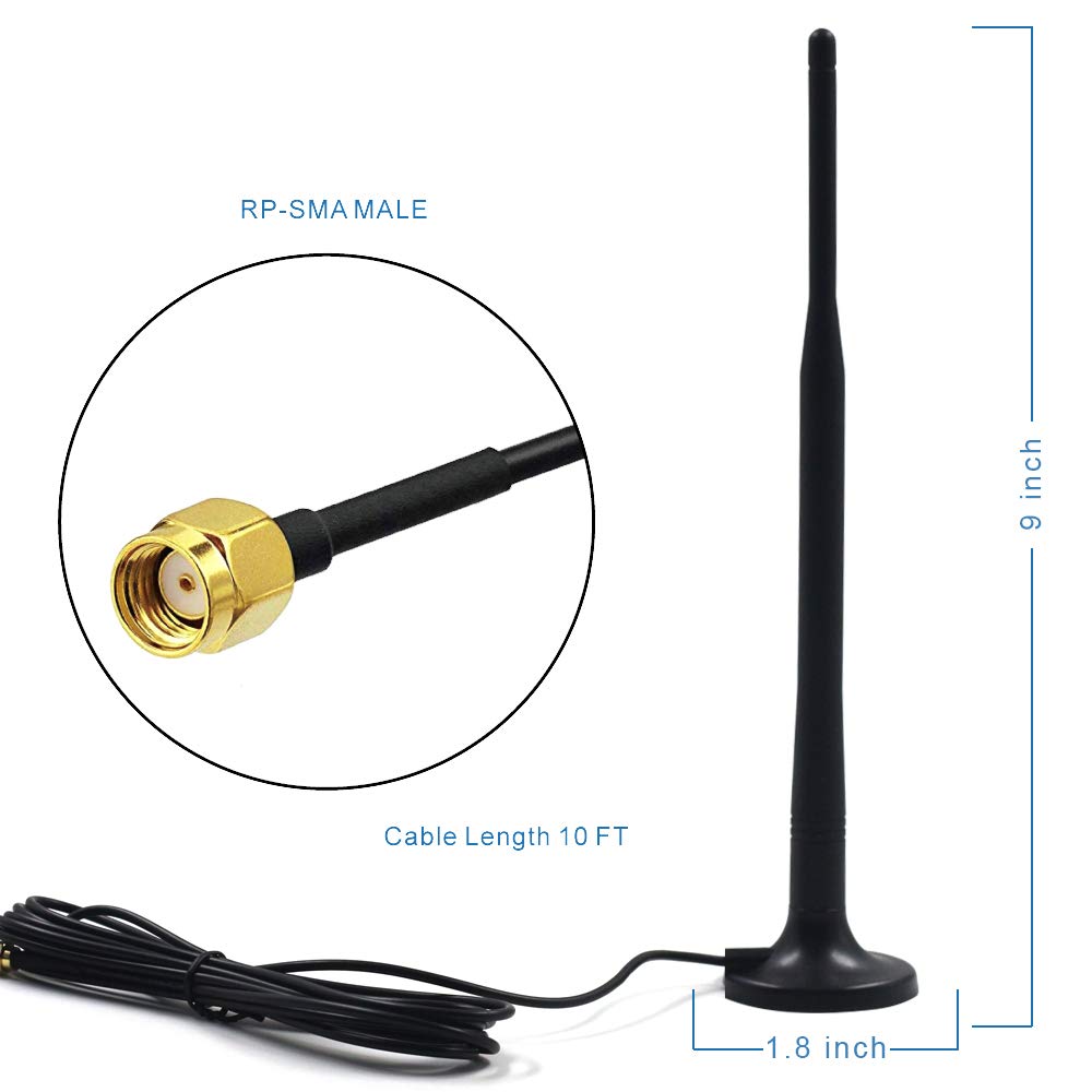 Bechol WiFi Booster Antenna with RP-SMA Male Connector,2.4G Magnetic Base 10ft Extension Cable for Wireless CCTV Security IP Camera Video System NVR DVR