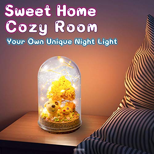HeyKiddo Make Your Own Magic Night Light - Fairy Lantern Craft Kit for Kids, Arts and Crafts Nightlight Project Novelty for Girl Age 4 5 6 7 8 9 Year Old, DIY Decorative lamp Set for Room Decor