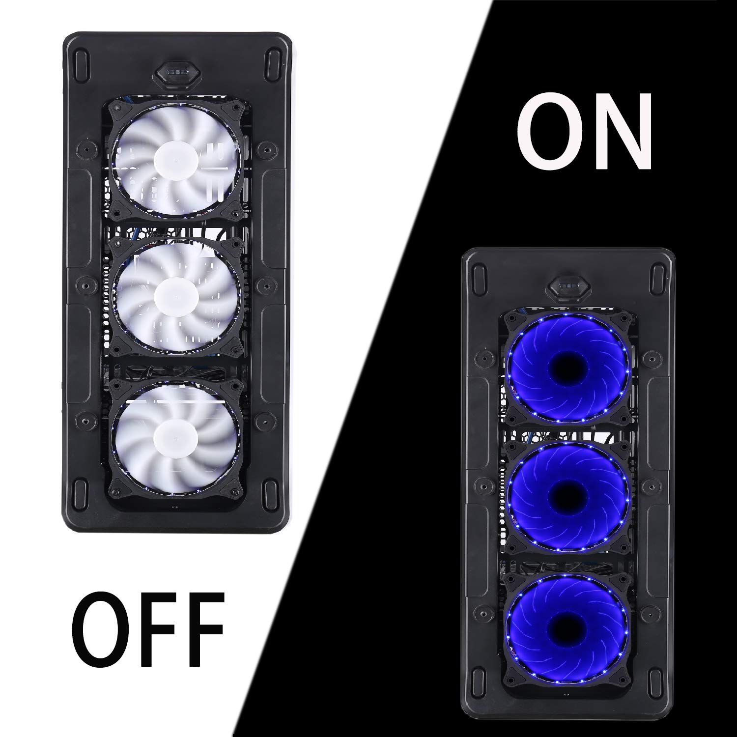 120mm Computer PC Blue LED Case Fan Quiet 12V 3pin Gaming PC Computer Cooler Case Fan 3-Pack