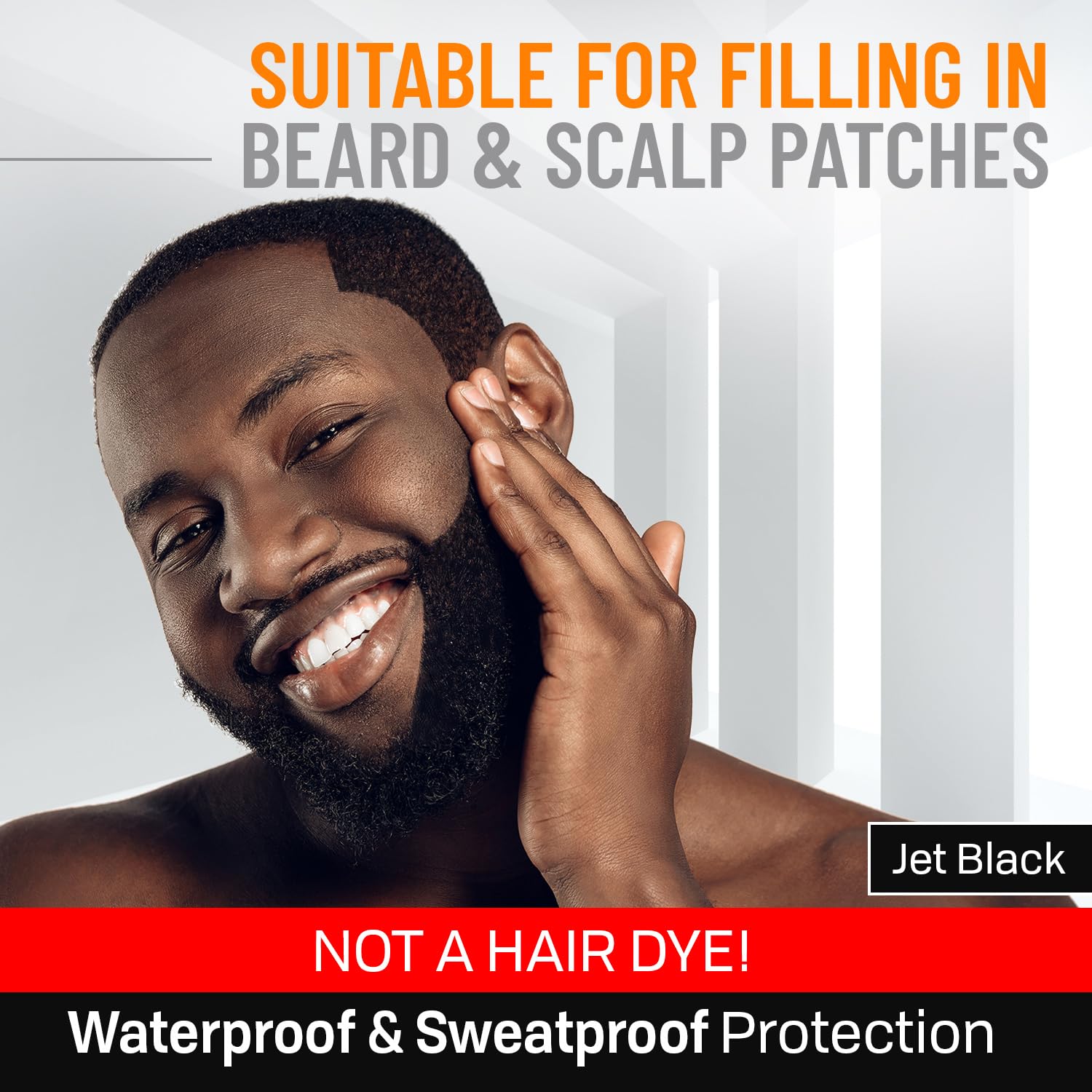 Beard Pen Filler for Men - Barber Styling Grooming Pencil - Waterproof Proof, Sweat Proof, Long Lasting Solution with Natural Finish - Cover Beard and Scalp Patches in Seconds - Jet Black 1 Pack