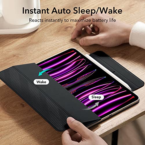 ESR for iPad Pro 12.9 Case (2022/2021/2020, 6th/5th/4th Generation), iPad Air 13 Inch Case 2024 M2, Convenient Magnetic Attachment, 2-Way Stand, Rebound Magnetic Case, Black