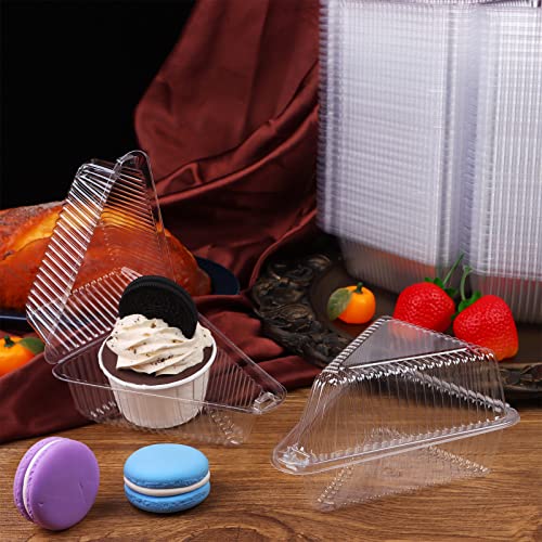 200 Pcs Transparent Cake Slice Containers Plastic Containers with Lids 5β Clear Medium Hinged Lid Cheesecake Pie Container Disposable to Go Box Food Containers for Take Out Packaging