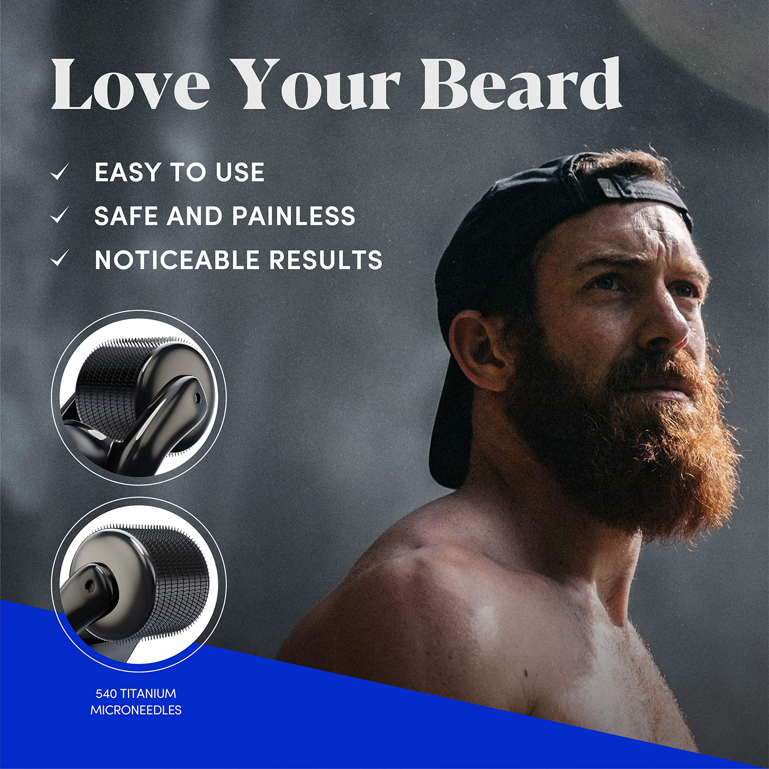 Beard Roller - 540 Titanium Micro Needle 0.25mm - Beard Grooming & Beard Club