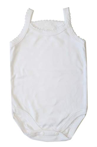 B-One Kids Baby Girls' Camisole Bodysuit 100% Cotton Super Soft 4-Pack (White, 36 Months (Size 3T))