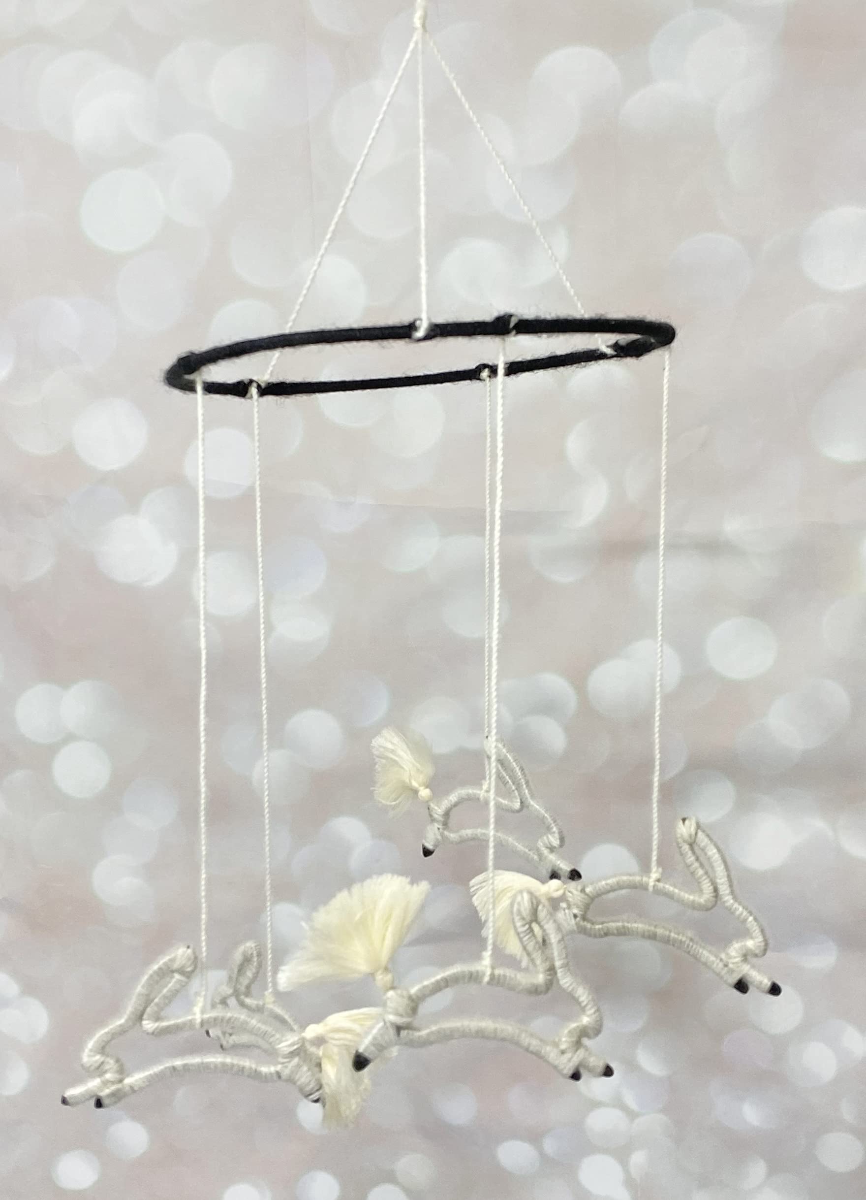 Bunny Rabbit Nursery Mobile for Baby's Room Decoration, Black and White Décor