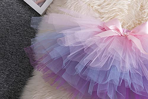 Bow Dream Baby Girls 1st Birthday Outfits Set 4 Pcs Rainbow Tutu Skirt T-Shirt Headband Sandals B
