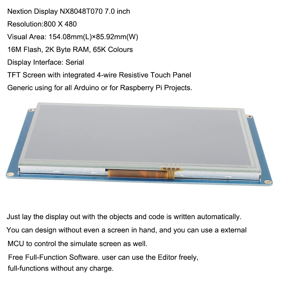 Ferwooh Nextion Basic Display 7.0'' NX8048T070 7.0inch TFT Resistive Touch Screen Panel 800×480 UART HMI Intelligent LCD Display Module