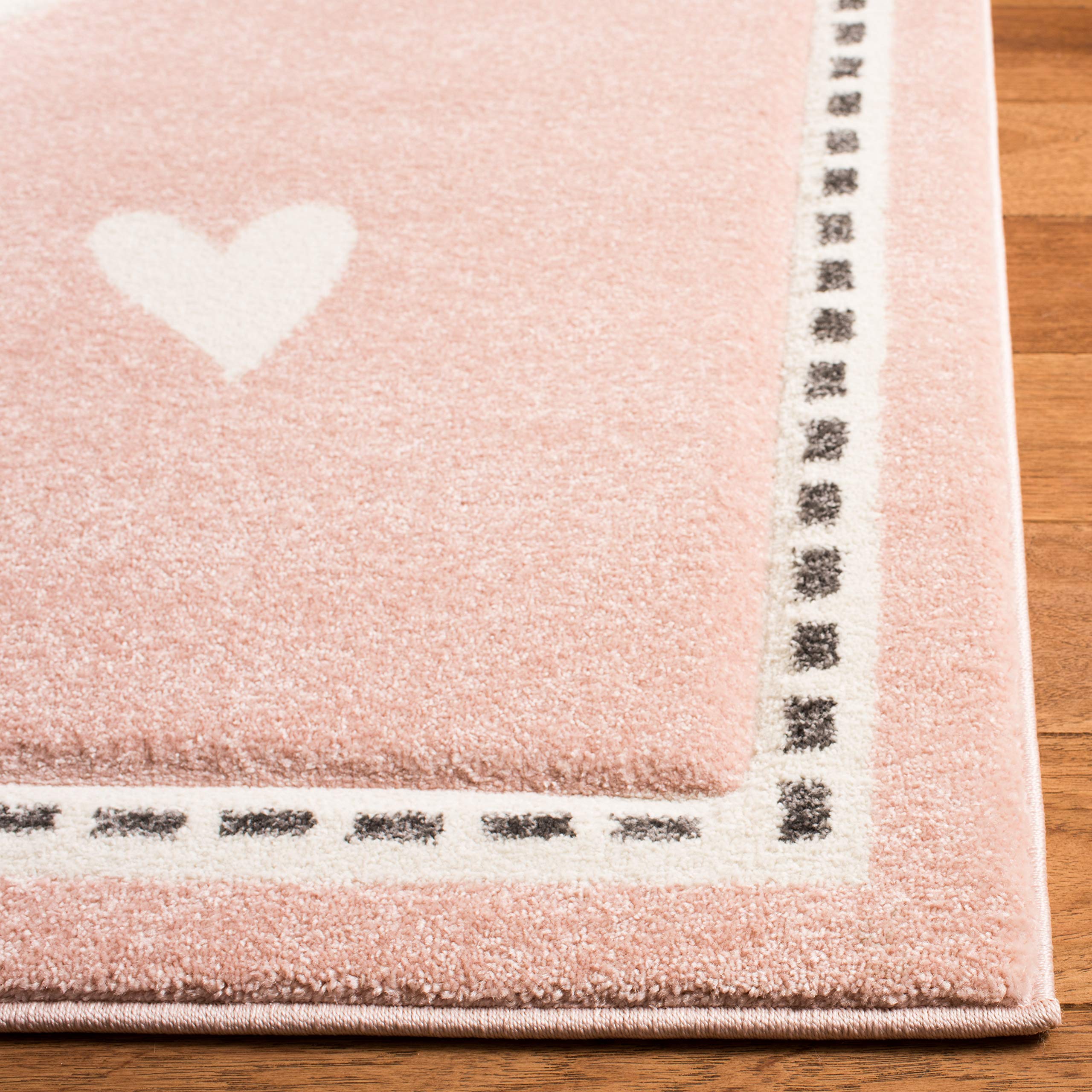 SAFAVIEH Carousel Kids Collection 8' Square Pink/Ivory CRK166P Bunny Non-Shedding Nursery Playroom Area Rug