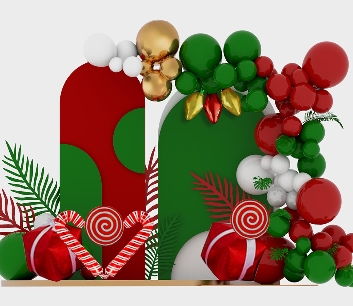 152 Pec Christmas Balloons Christmas Balloon Arch Kit , Christmas Garldand Xmas Green Red Golden White Candy Balloons Gift Box For Christmas Party Decoratives Backdrop