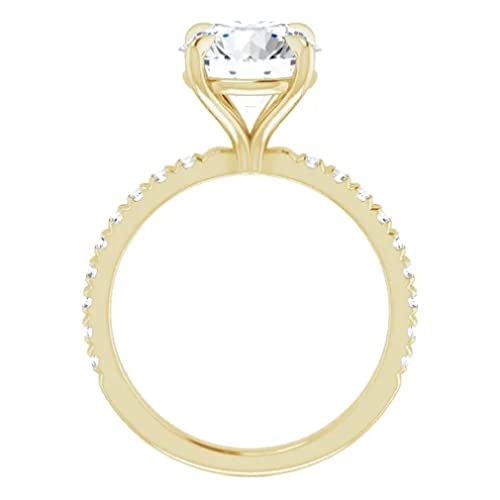 10K Solid Yellow Gold Handmade Engagement Ring 3 CT Round Cut Moissanite Diamond Solitaire Bridal Wedding Rings for Her Women Minimalist Anniversary Propose Gifts