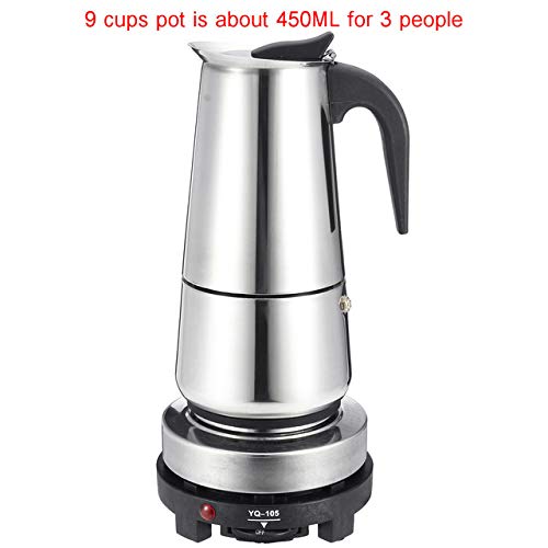 200/450ml Portable Espresso Coffee Maker Moka Pot Stainless Steel with Electric stove Filter Percolator Coffee Brewer Kettle Pot (450ml)