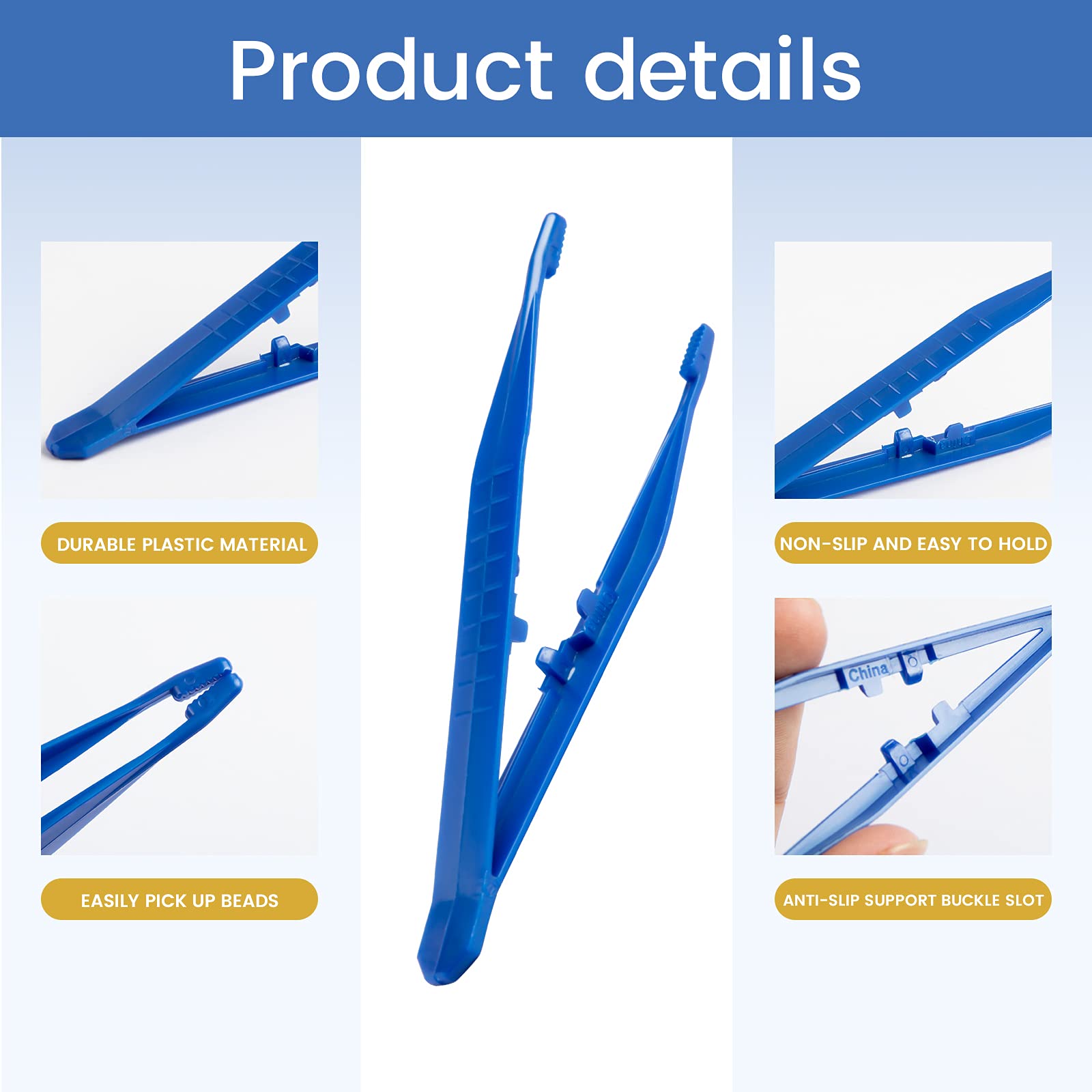MEABEN 100 Pcs Plastic Craft Disposable Tweezers, Bulk Priced Blue Forceps Tapered Tweezers, Handmake Fuse Beads Manual DIY Tool Handmade Crafts Kit Accessories for DIY Art Crafts