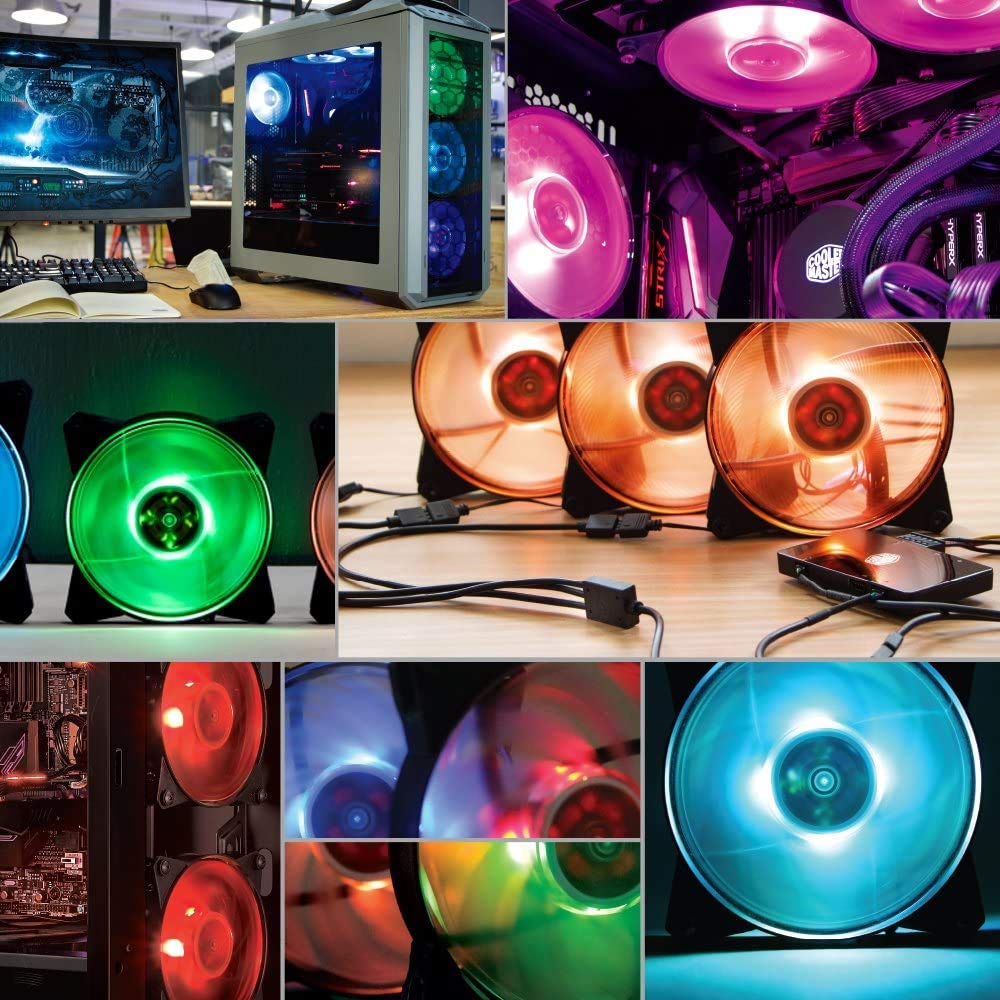Cooler Master MasterFan Pro 140 Air Pressure RGB- 140mm Static Pressure RGB Case Fan for 4-Pin 12V, Computer Cases CPU Coolers and Radiators