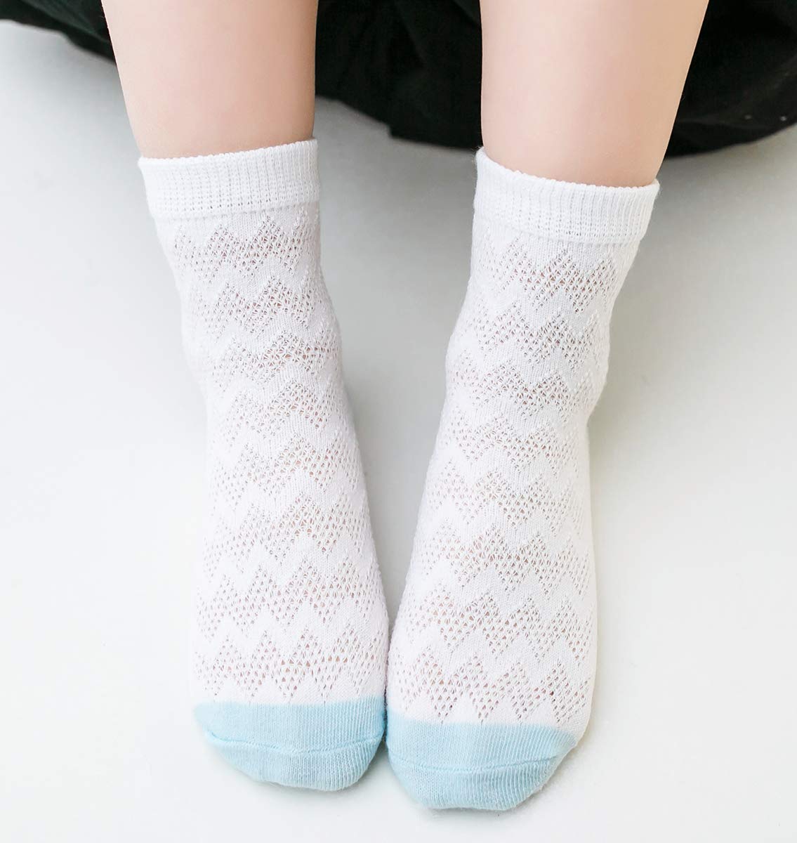 BEHELE Unisex Baby Socks Girl Boy Summer Toddler Infant Ankle Pointelle Eyelet Soft Cotton Thin Mesh Socks 5 Pairs 0-12T (M(3-5T))