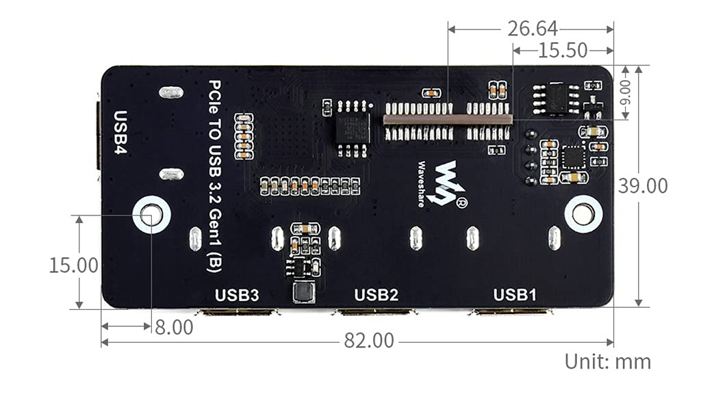 PCIe to USB 3.2 Gen1 Adapter Designed for Raspberry Pi Compute Module 4 IO Board(CM4), 4X High Speed USB Ports,Compatible with USB 3.0/2.0/1.1