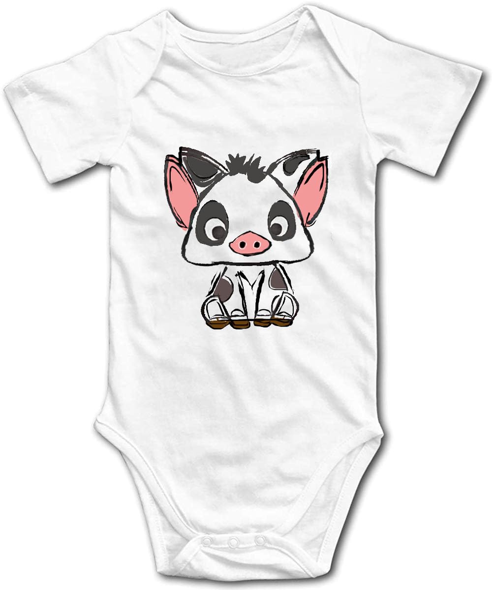 Baby Bodysuit Cute Puaa Pig Jumpsuit Outfits for Boys and Girls, White, 0-6 Months