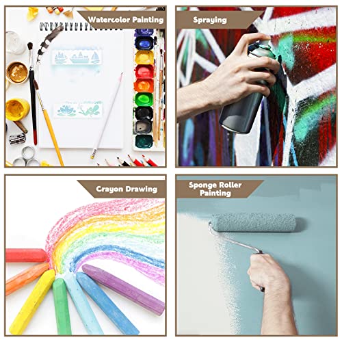 16PC Landscape Painting Stencils, A4 Landscape Journal Stencil, Children Silhouette Stencil Reusable for DIY Card, Window, Wood