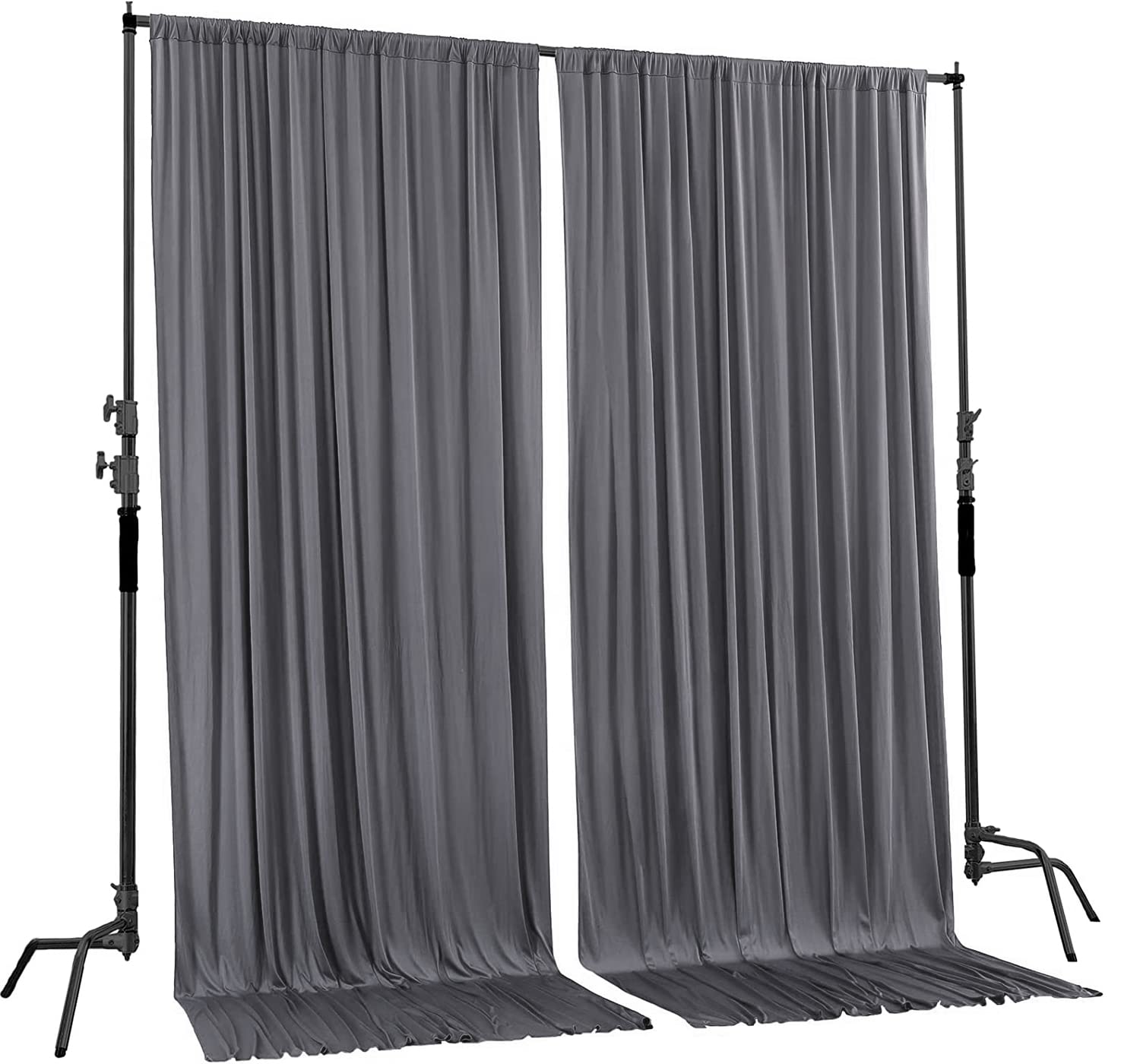 AK TRADING CO. 10 feet x 10 feet Charcoal IFR Polyester Backdrop Drapes Curtains Panels with Rod Pockets - Wedding Ceremony Party Home Window Decorations