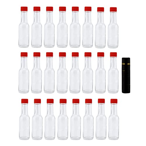 Cornucopia 3-Ounce Mini Hot Sauce Bottles (24-Pack); Little Sauce Bottles w/Red Caps, Dripper Inserts, and Black Shrink Bands