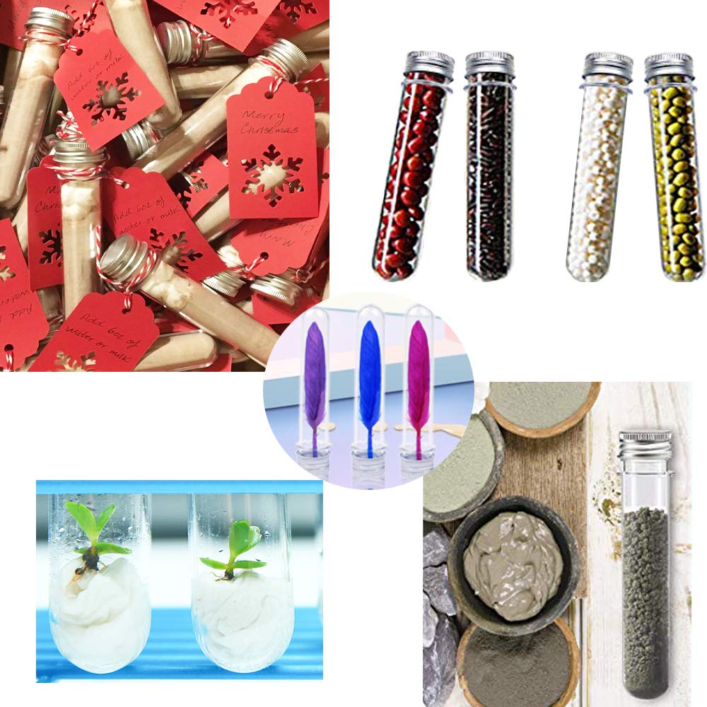 25PCS Test Tubes,40ml Clear Plastic Test Tubes with Screw Caps,25x140mm Tube for Sample,Science Party,Gumball,Candy,Bath Salts