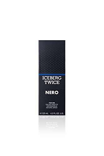 ICEBERG Twice NERO - Exhilarating Personal Fragrance For The Modern Gentleman - Classic EDT Spray Cologne For Men - Vibrant And Fruity Notes Of Mandarin, Mint, Elemi, Cedarwood, And Oakmoss - 4.2 Oz