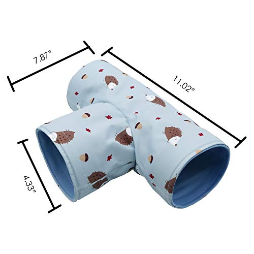 Handmade Small Animal 3-Way Hideout Tunnel Collapsible Pet Play Toy Tunnel Tube for Dwarf Rabbit Hamster Guinea Pig Chinchilla Sugar Glider Hedgehog (Blue)