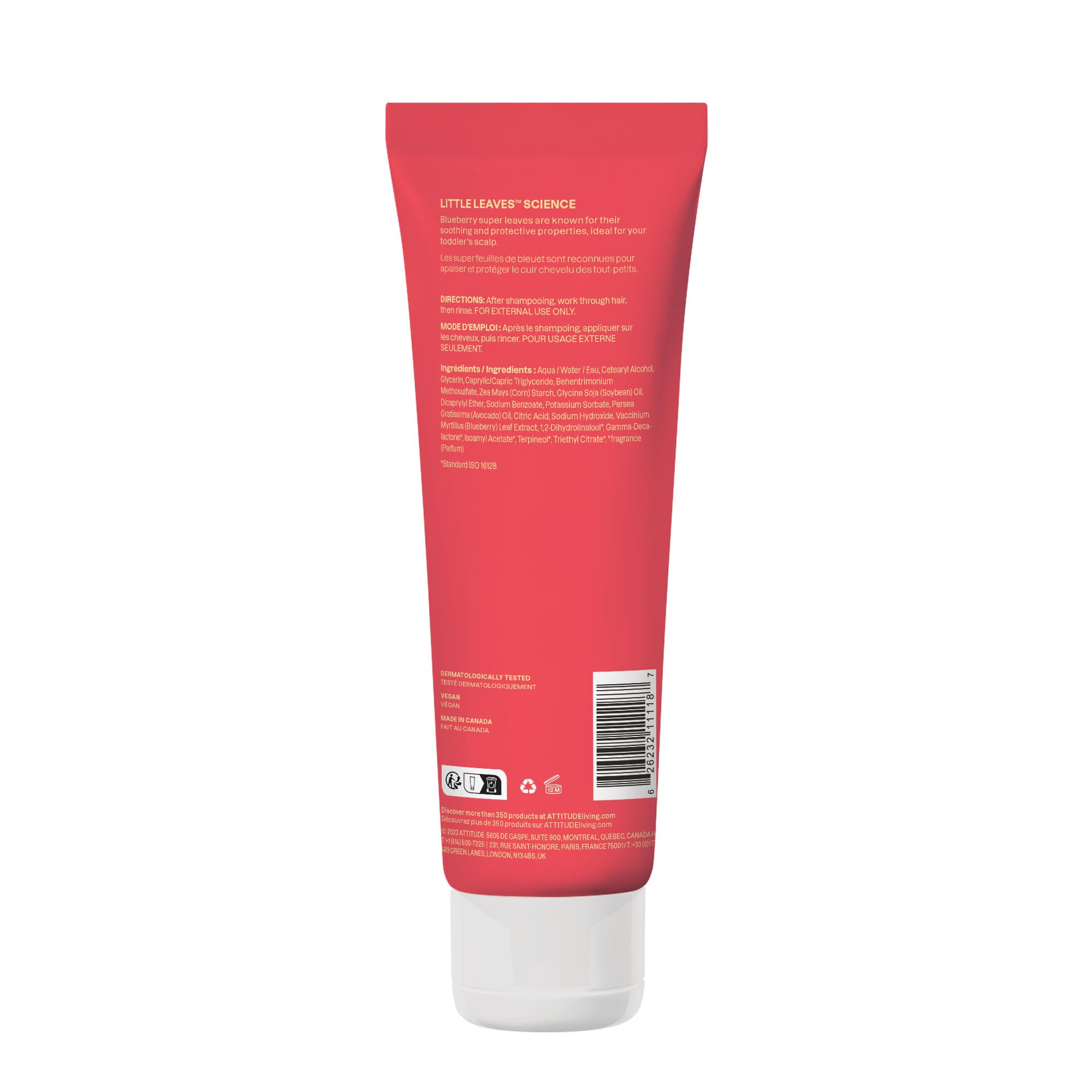 ATTITUDE Natural Conditioner for Kids, Hypoallergenic, Vegan, Plant- and Mineral-Based, Vegan and Cruelty-free, Mango, 8 Fl Oz (11118)
