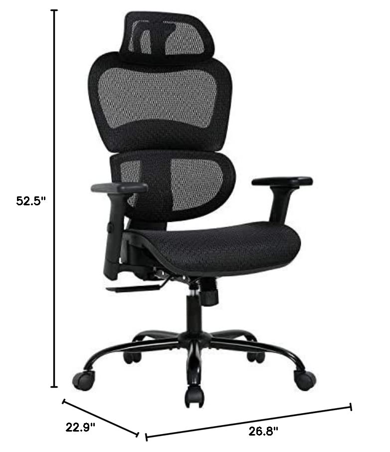 Home Office Chair Mesh Desk Chair Ergonomic Oiifce Chair with 3D Arms Back Lumbar Support Swivel Rolling Task Chair(Black)