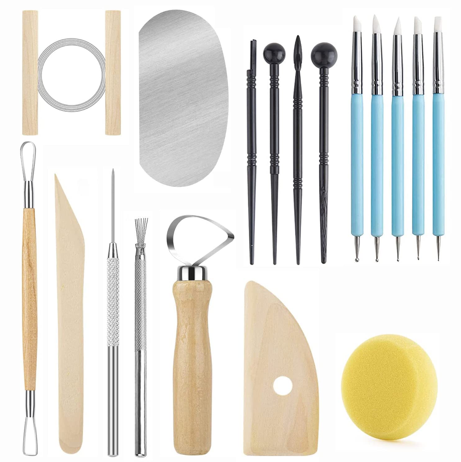18Pcs Clay Tools Kit for Pottery Modeling and Carving,Ceramic Clay Sculpting Tools for Beginners or Professionals