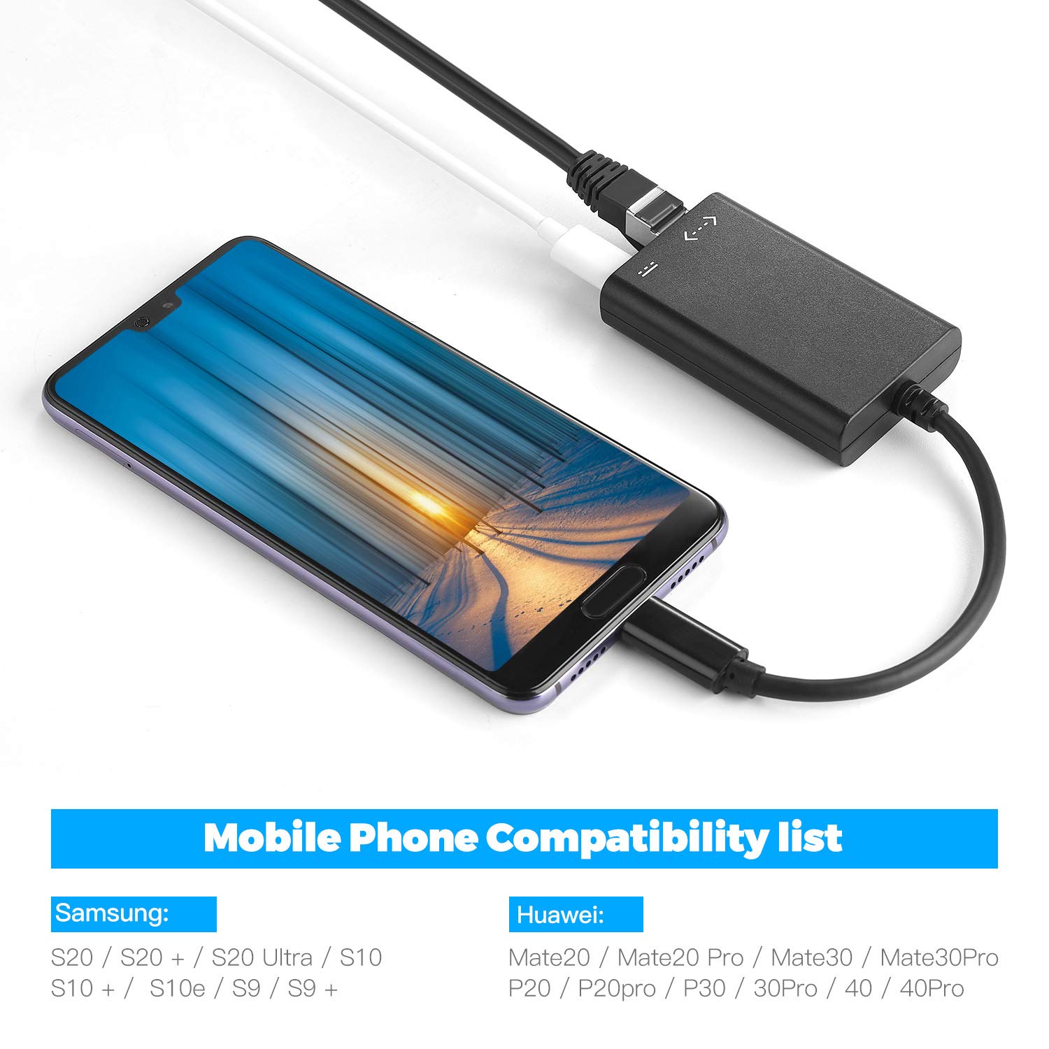 Unknown USB C to Ethernet Adapter with Fast 60W Charging, Compatible with Windows, Mac, Chrome OS