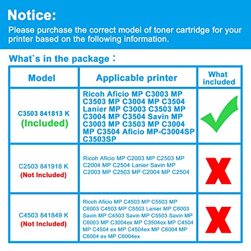 LCL Compatible Toner Cartridge Replacement for Ricoh 841813 MP C3003 C3503 C3004 C3504 C3003 C3503 C3004 C3504 Lanier MP C3003 C3503 C3004 C3504 Savin MP C3003 C3503 C3004 C3504 (1-Pack Black)