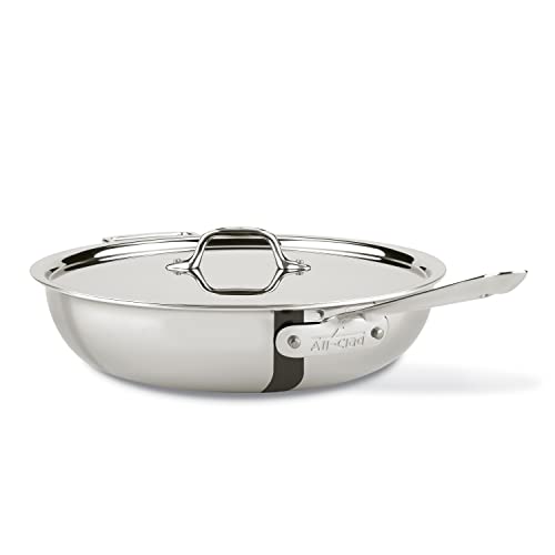 All-Clad D3 3-Ply Stainless Steel Large Weeknight Frying Pan 4 Quart Induction Oven Broil Safe 600F Pots and Pans, Cookware,Silver