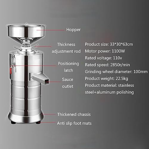 33lb/h Peanut Butter Maker Machine,Nut Butter Machine, Sesame Sauce Grinder,2850rpm Home/Commercial Use for Peanut Sesame,etc.1100W