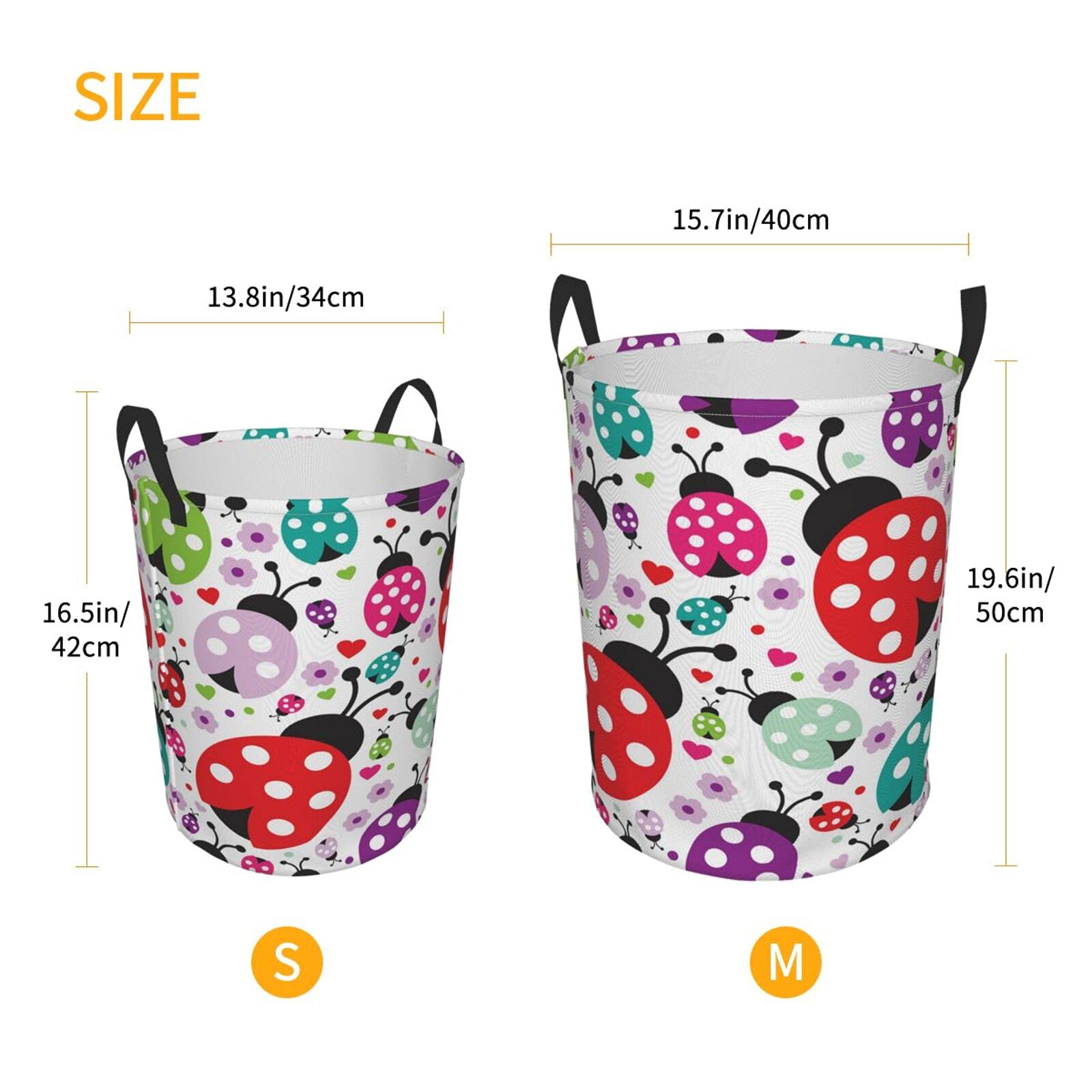 Foruidea Ladybug Polka Dot Laundry Basket,Laundry Hamper,Collapsible Storage Bin, Oxford Fabric Clothes Baskets,Nursery Hamper For Home,Office,Dorm,Gift Basket