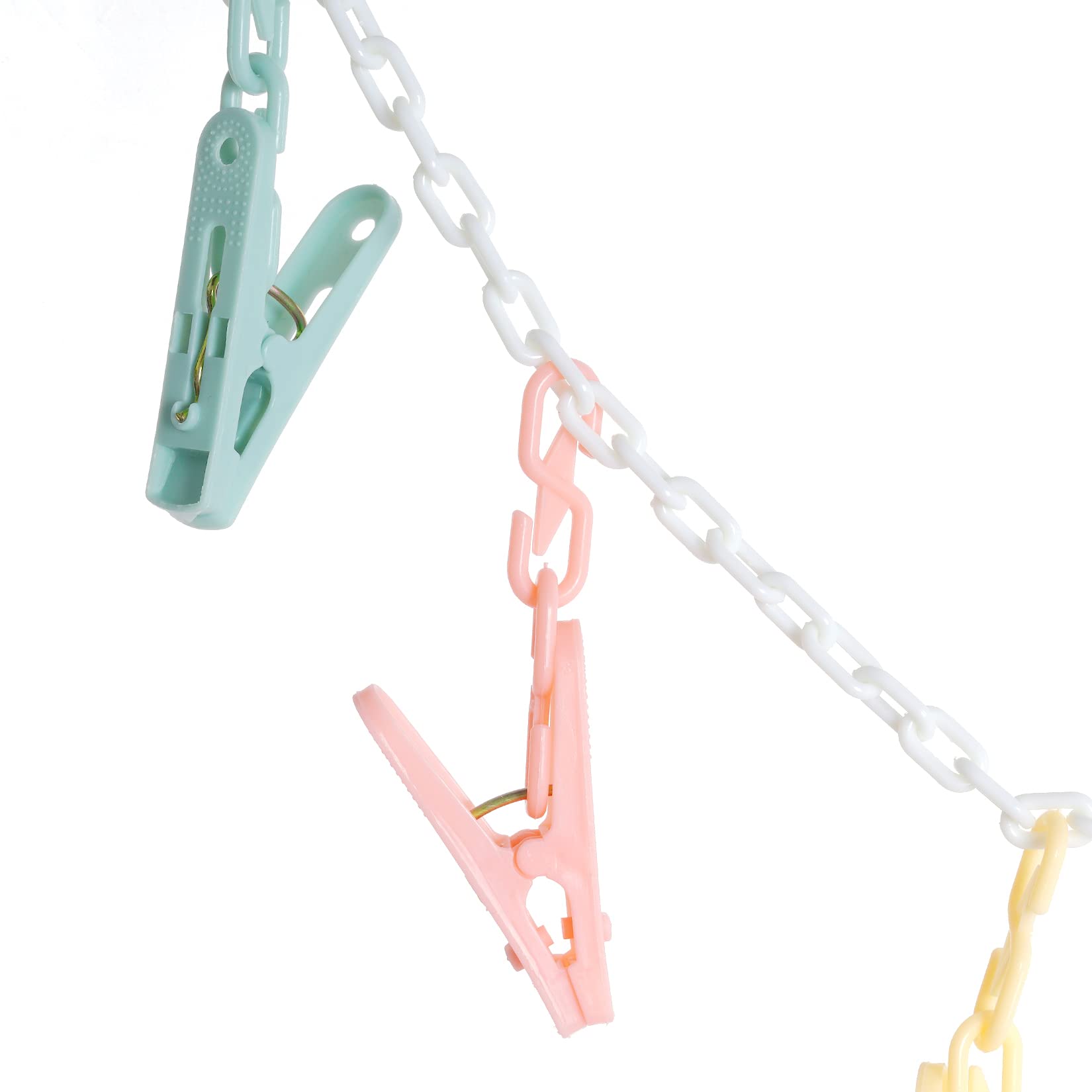 2 Pieces Plastic Toy Chain Organizer Animal Storage Chain with 40 Pieces Plastic Clips, 2 Pieces Ceiling Hook for Hanging Plush Toys Hats Socks and Cards