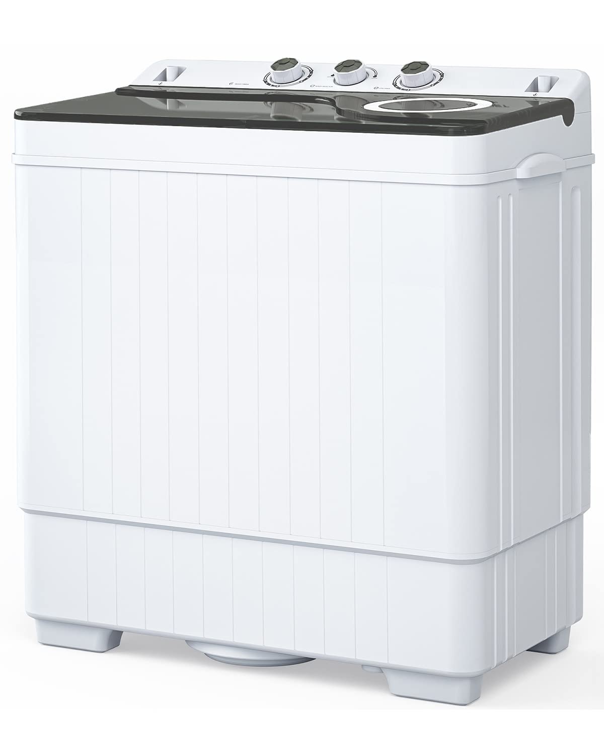 26Lbs Portable Washing Machine and Dryer, Twin Tub Portable Washer Dryer Combo with Drain Pump, Semi-Auto 18Lbs Washer Mini Laundry Machine with 10Lbs Spinner for Dorms, Apartments, RVs, Light Gray